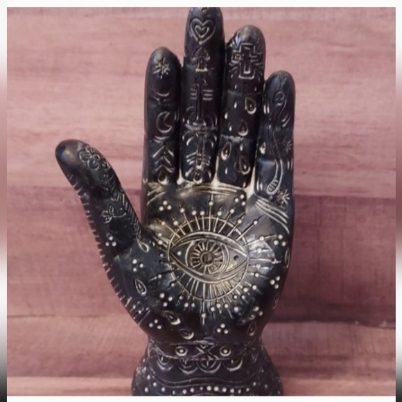 Boutique | Accents | Black Hamsa Hand Of Fatima Statue Palmistry ...